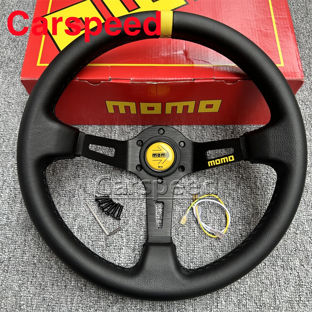 Japan Style 340mm 14inch MOMO Steering Wheel Universal Deep Dish Racing Rally Drift Steering ...