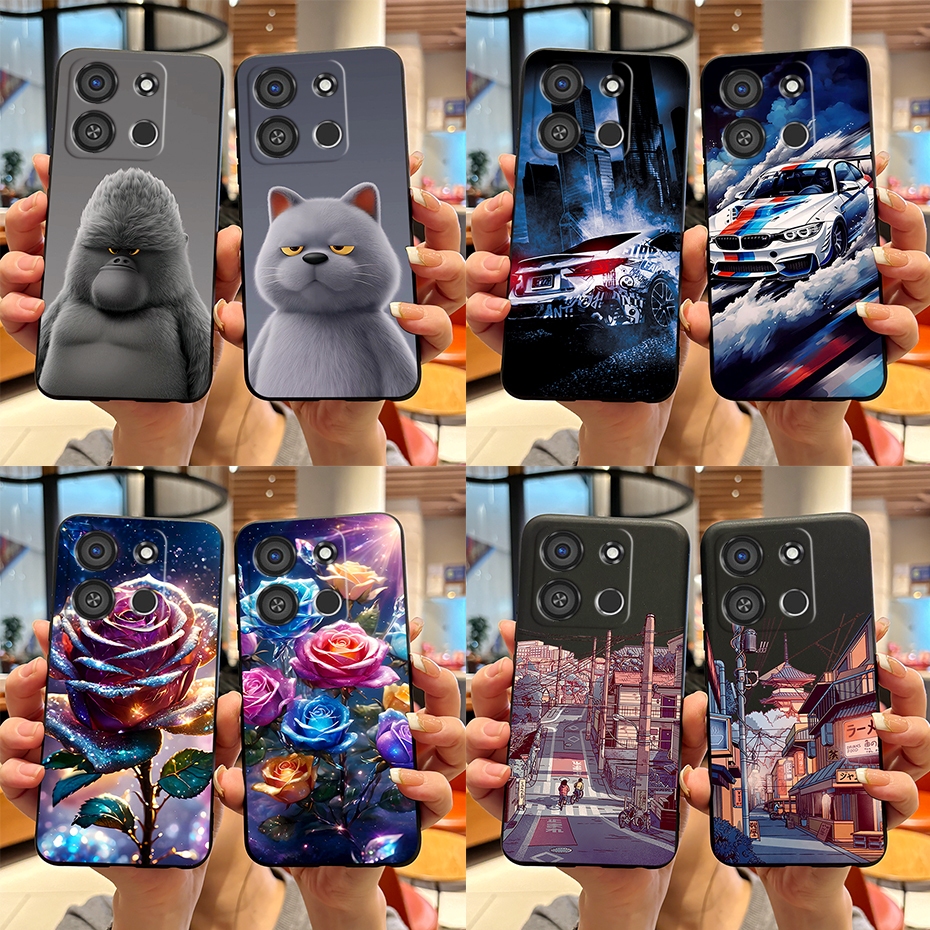For Itel A05S Case New Design 2024 Black Matte Bumper Soft Silicone ...