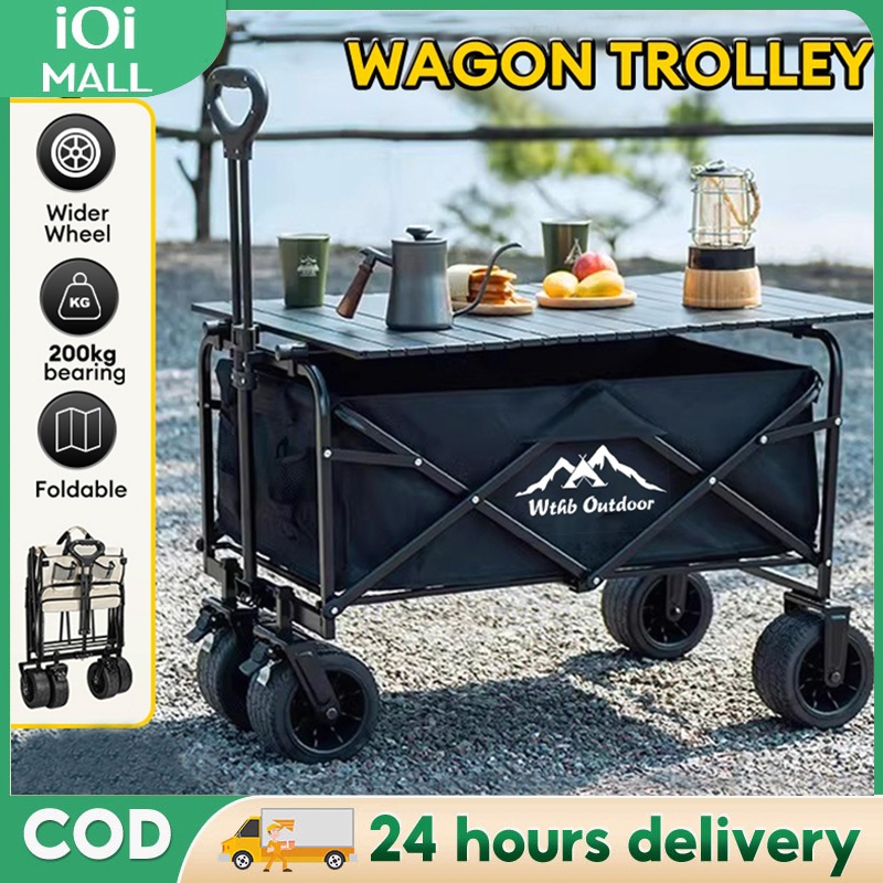 （Ready Stock）150L Outdoor Trolley Wagon Foldable Cart Beach Shopping ...