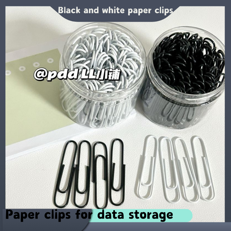 🔥50mm Black White Paper Clip Large Simple Pin Student Test Paper Office ...