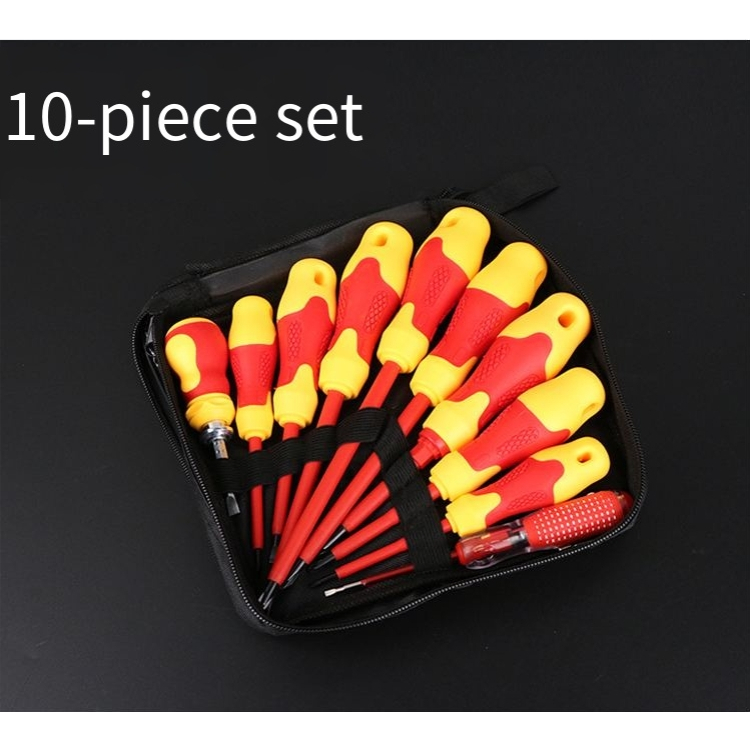 10pcs 1000V Insulated Screwdriver Set with Magnetic Bits Soft Grip Philips Bits Electrical Work ...