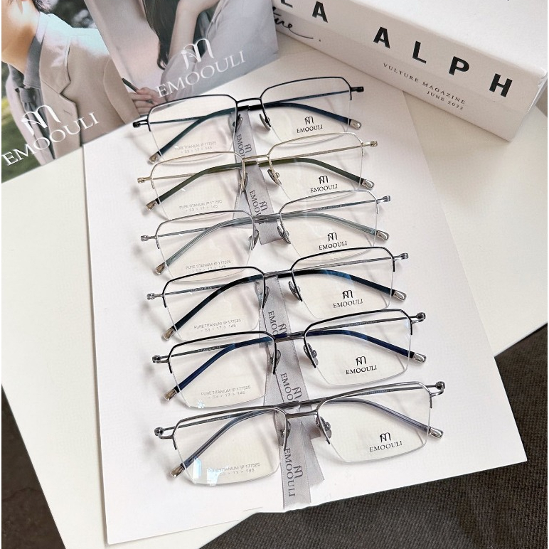 Ultra-light Titanium Frame Business Half-Frame Anti-Blue Light Glasses ...