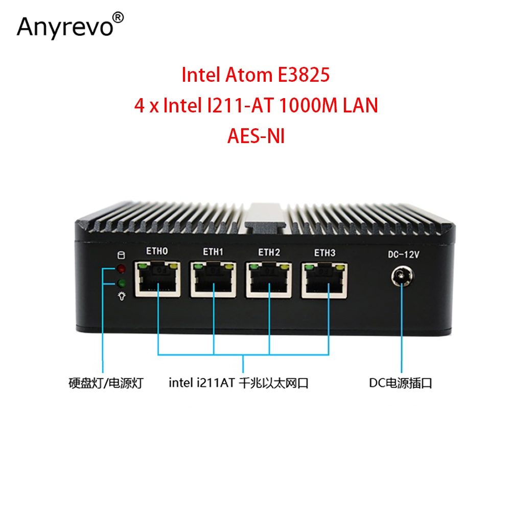 Cheapest Soft Router Intel E3825 J1900 Fanless Router With VGA HDMI 4 ...