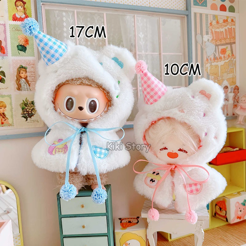 Labubu Macarons Sweet Candy Cloak K-Pop 10CM Cotton Doll Clothes Warm ...