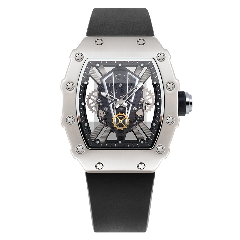Stylish Men's Hollow Skeleton Quartz Watch with Barrel Shape Design ...