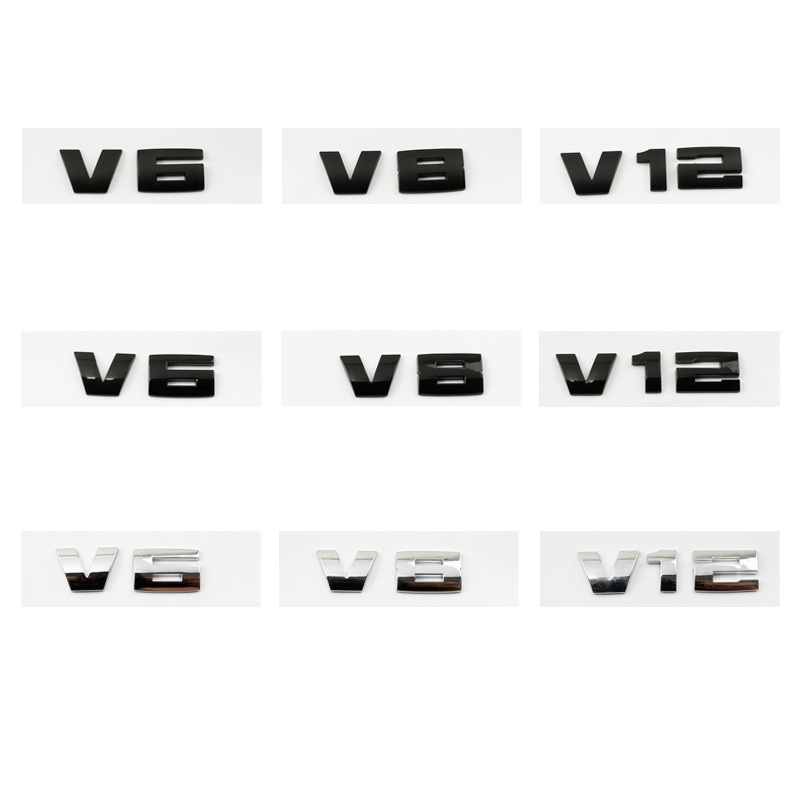 Chrome/Black 3D ABS V6 V8 V12 letter emblem Fender logo rear trunk ...