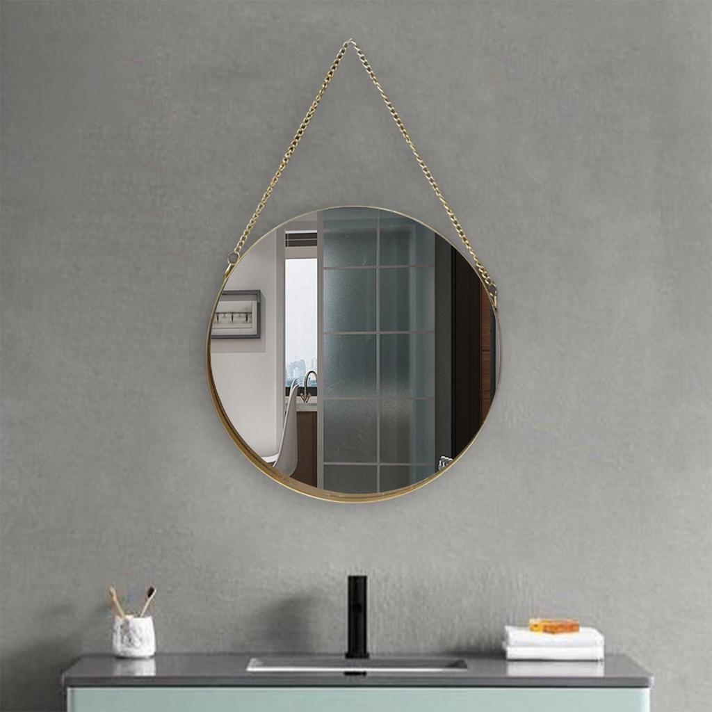 Golden Nordic Metal Iron Mirror Makeup Mirror Deco Kaca Cermin Bathroom ...