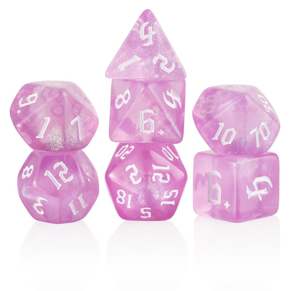 DND Dice Light Purple Transparent Dice with Color Changing Glitter for ...