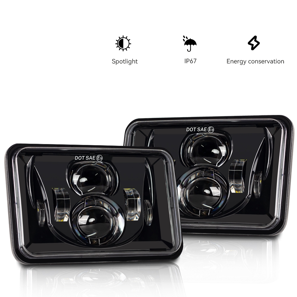 2pcs 4x6 Led Headlights Dot Approved Sealed Beam Rectangular Headlamp ...