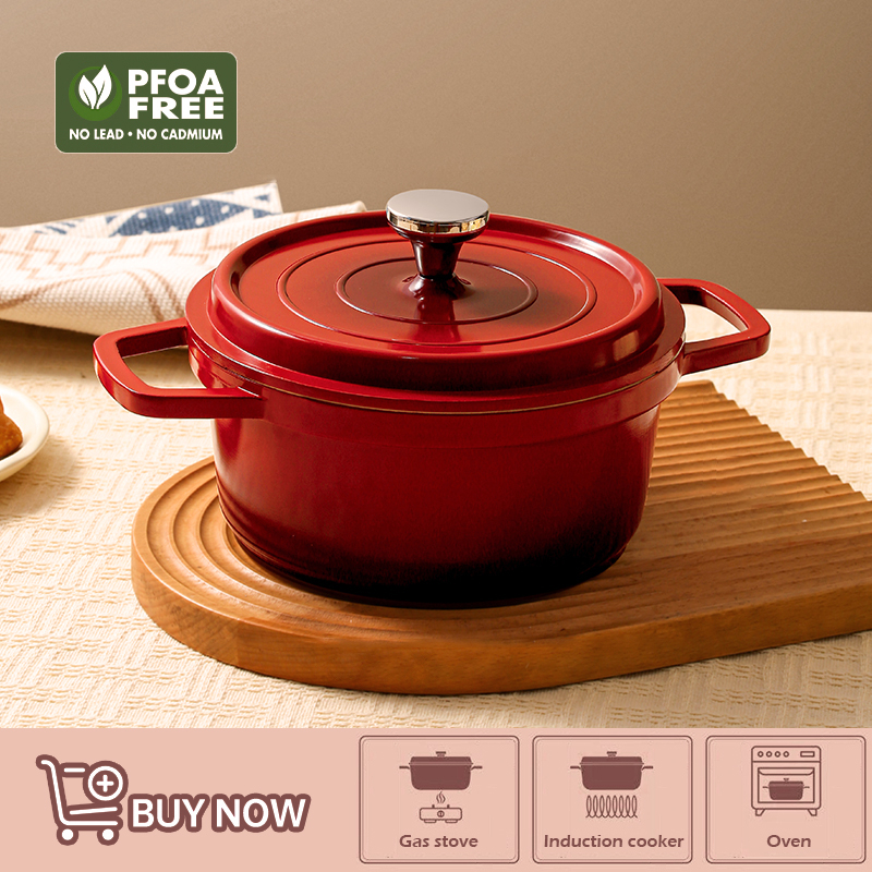 S&S Red Ceramic Pot 20cm / 24cm Oven Suitable Large Capacity Stock Pot ...