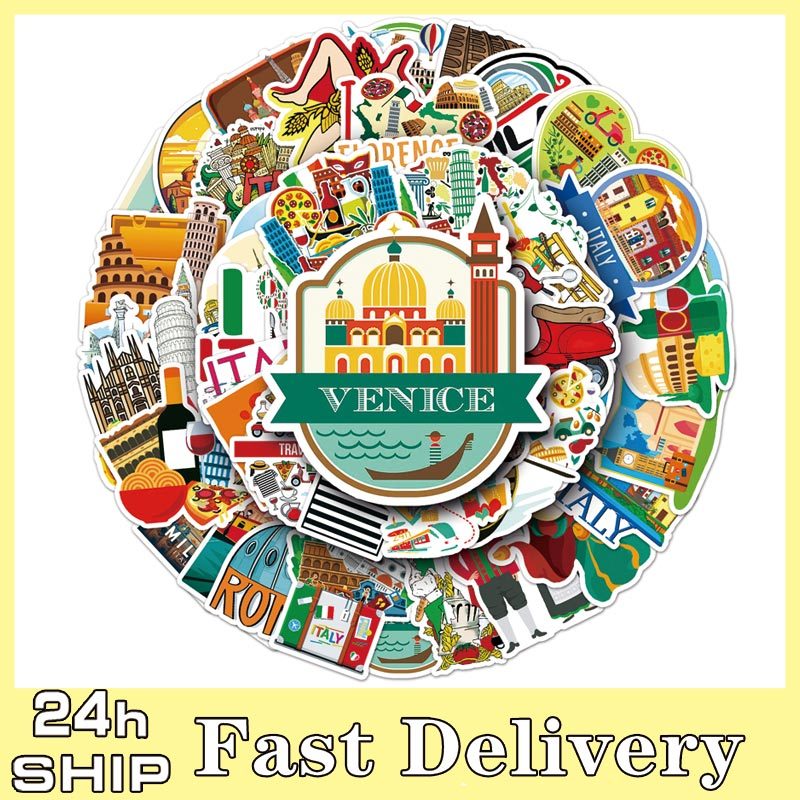 50pcs Italy Sticker Rome Florence Milan Venice Famous Landmarks Travel ...