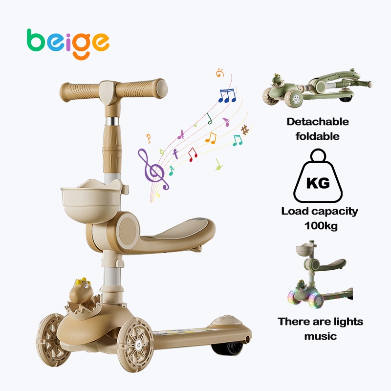 Beige Skuter Budak Kids Scooter Scooter for Kids Foldable Adjustable ...