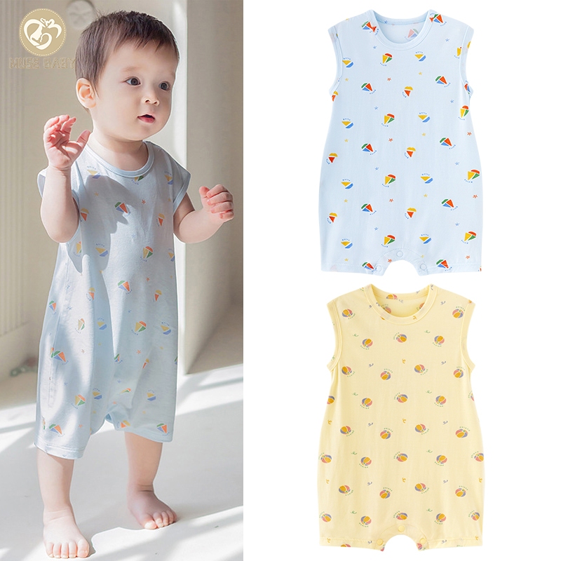 Summer Baby Boys Bodysuit Soft Modal Cotton Jumpsuit Infant Sleeveless ...