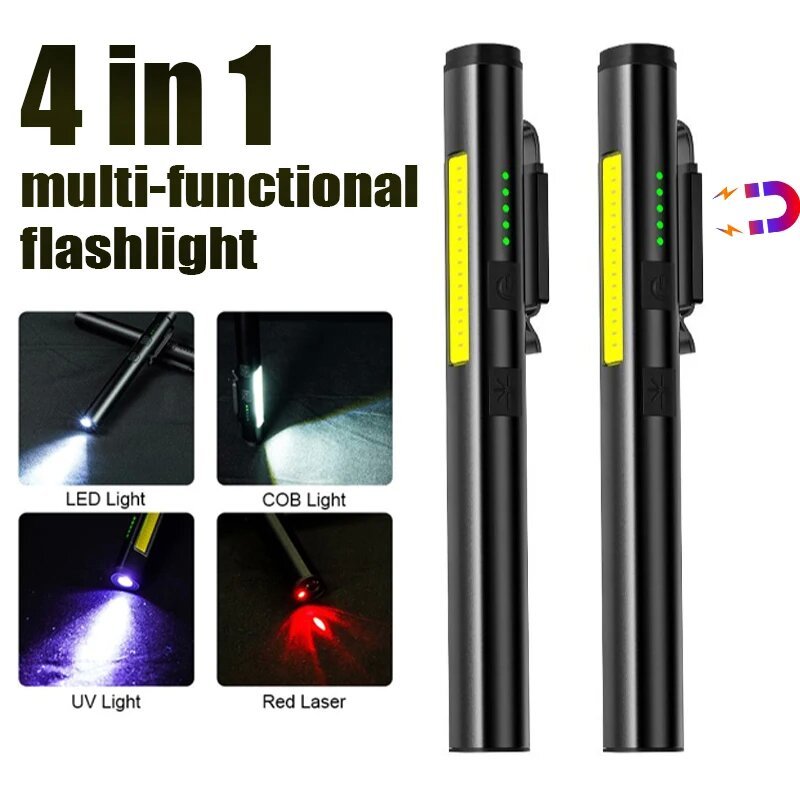 LED Flashlight Rechargeable Torch Light Super Bright Pen Light with ...