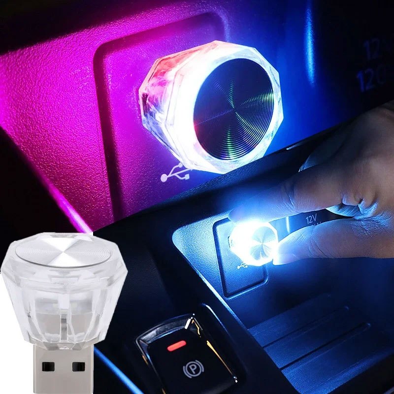 Car LED Mini Colorful Night Light Cigarette Lighter USB Atmosphere ...