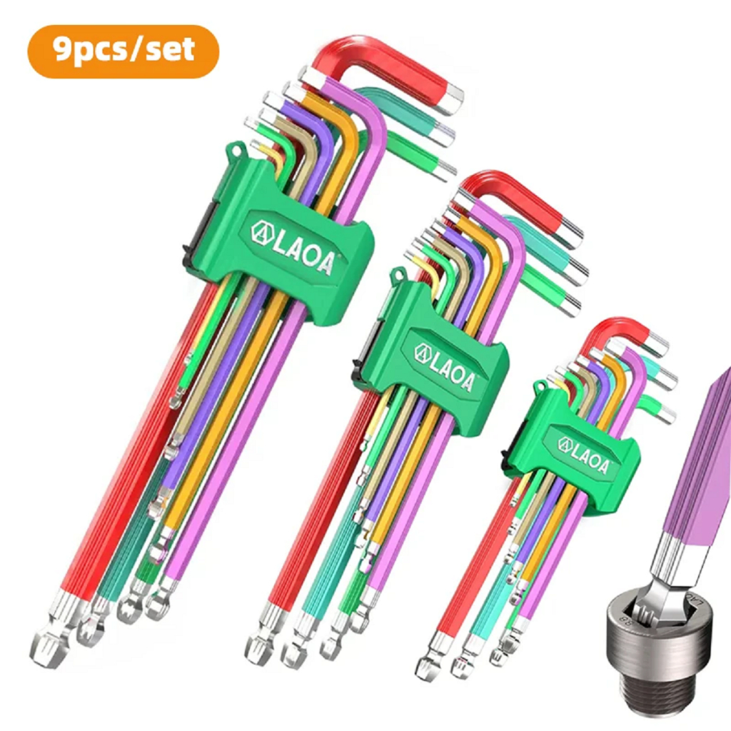 Allen Key Set L Wrench Kit For Allen Screw 9PCS Long Arm Hex Key Set 1 ...