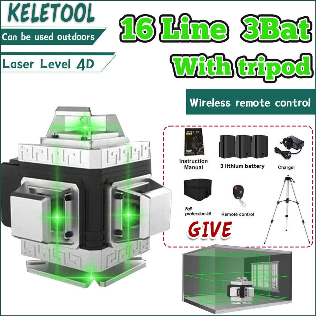 laser level 16 Line 4D Laser Level Light Self-Leveling 360° Rotary ...
