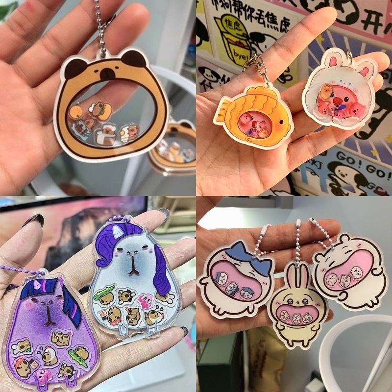 Cartoon Capybara Keychain Creative Shaker Swinging Bag Pendant Cute ...