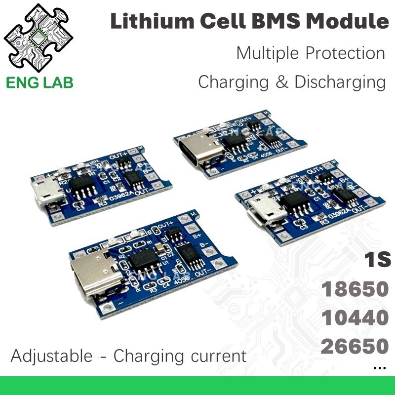 ENGLAB★1S TP4056 Type-C/Micro-USB 3A/1A 18650/10440/26650 Li-ion ...