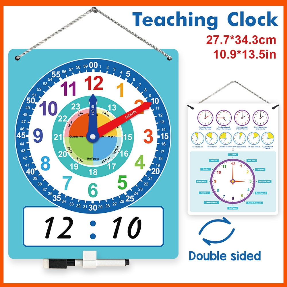 Large Dry Erase Teaching Demonstration Clock,Kids Telling Time Learning ...