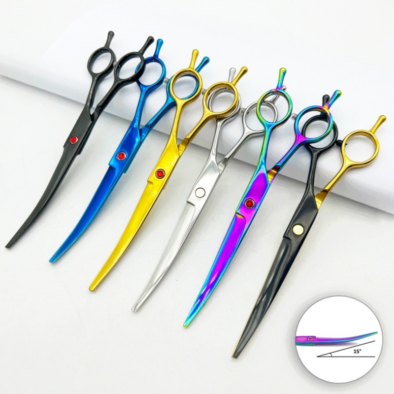 7.5" Curved Dog Grooming Scissors , Professional Pet Flat Scissors Dog ...