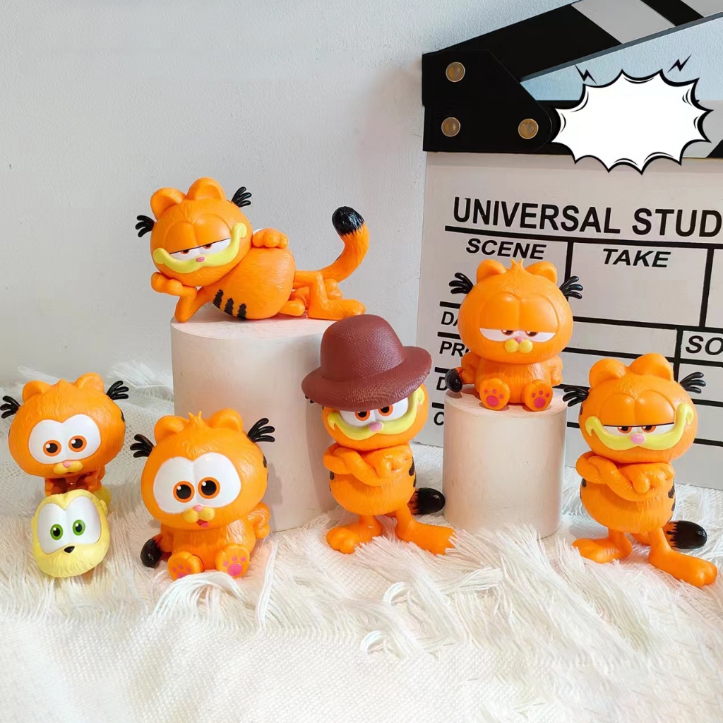 6Pcs/Set 6-10cm Anime Garfield Figure Hilarious Comedy Cat Garfield ...