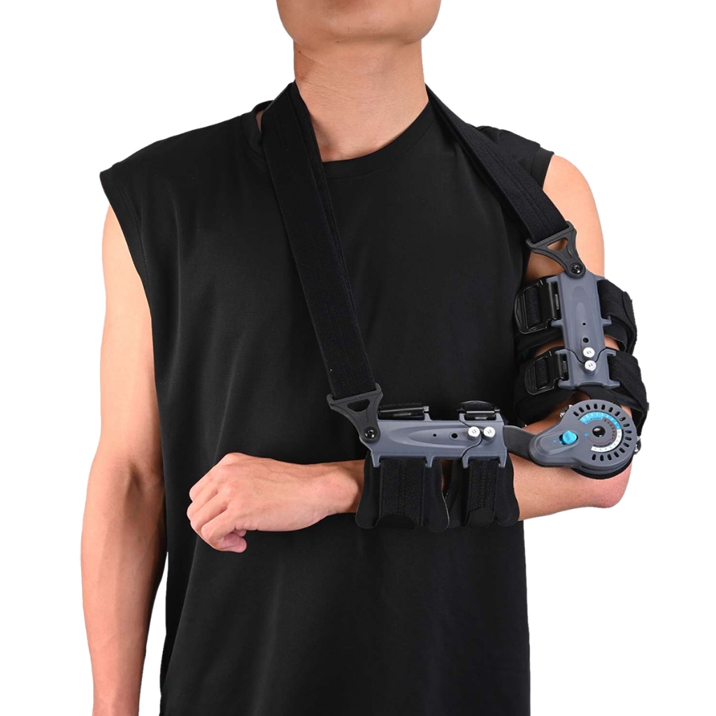Hinged Elbow Brace, Adjustable Post OP ROM Elbow Brace with Sling ...
