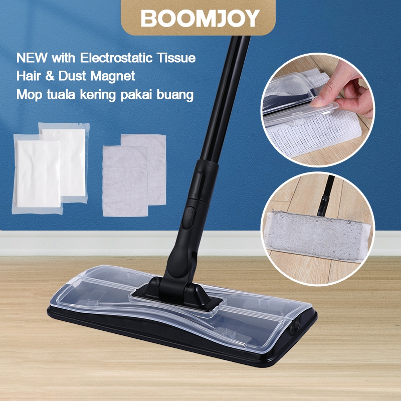 BOOMJOY Electrostatic Flat Mop With Disposable Dry Tissue 静电拖把 | Shopee ...