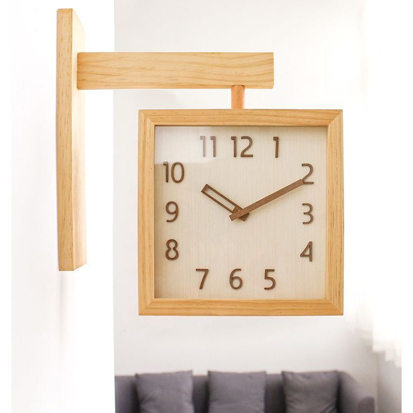 JAM DINDING JAPANESE MINIMALIST DOUBLE-SIDED WALL CLOCK MODERN SQUARE ...