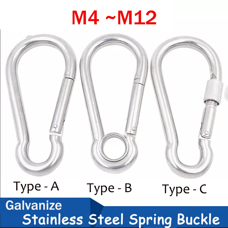 Galvanize Carabiner Spring-Loaded Safety Catch Outdoor Spring Fastener ...