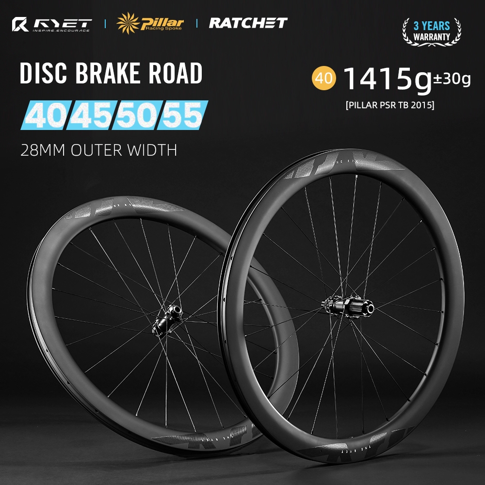 2023 RYET Carbon Wheels Disc Brake 700C Road Bike Wheelset 36T Ratchet CenterLock Hubsets Carbon ...