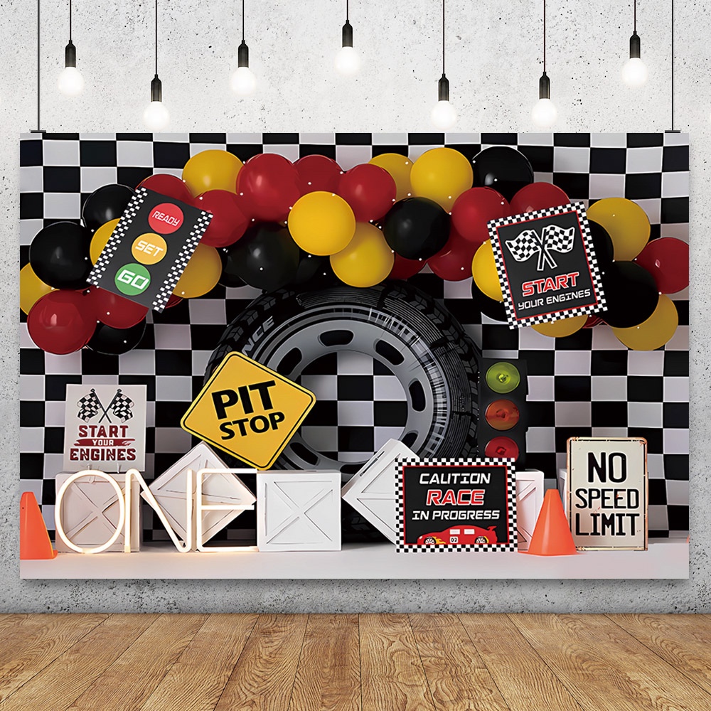 Racing Car Themed Backdrop Champion Flag For Boy Cake Smash Photography ...