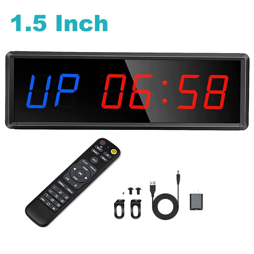 1.5 inch 6-digit exercise cycle interval exercise countdown clock with remote control gym timer ...