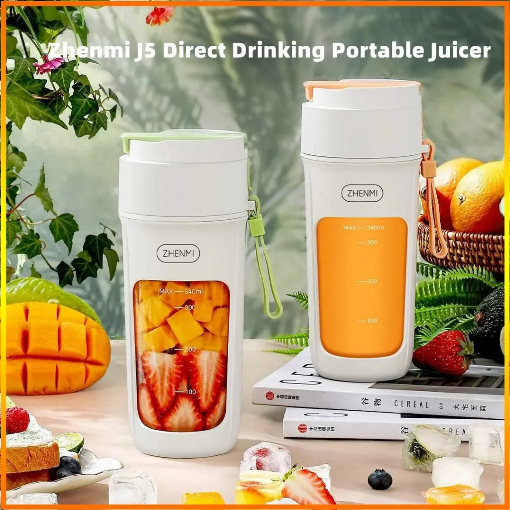 Zhenmi J5 Direct Drinking Portable Juicer 10 Blades Can Punch Smoothie Fresh Juicer 340ML Type-C ...