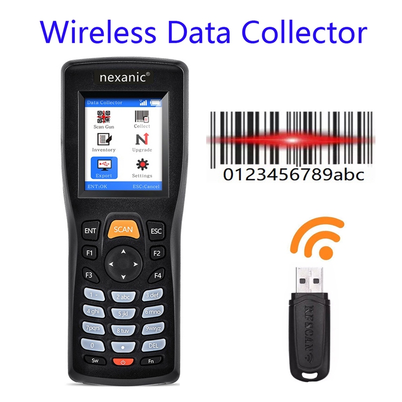 Nexanic PDT3309 Wireless Bar code Scanner Portable Inventory Device USB 1D Barcode Scanner ...