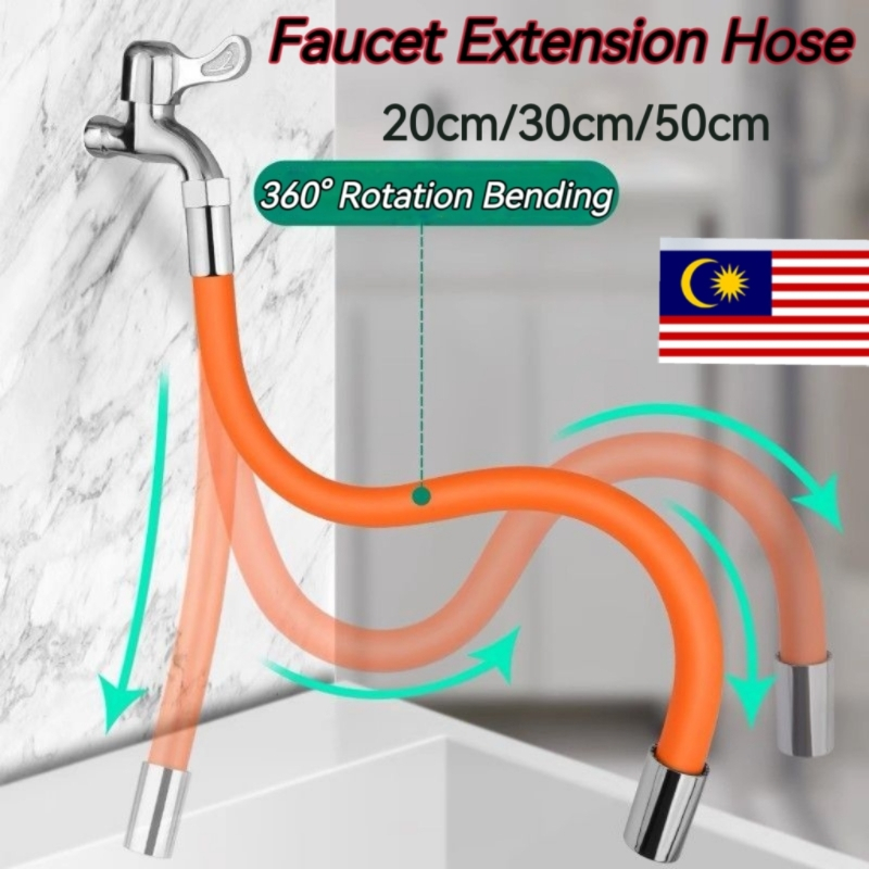 20/30/50cm Faucet Extension Extender 360°Free Bending Flexible Hose ...