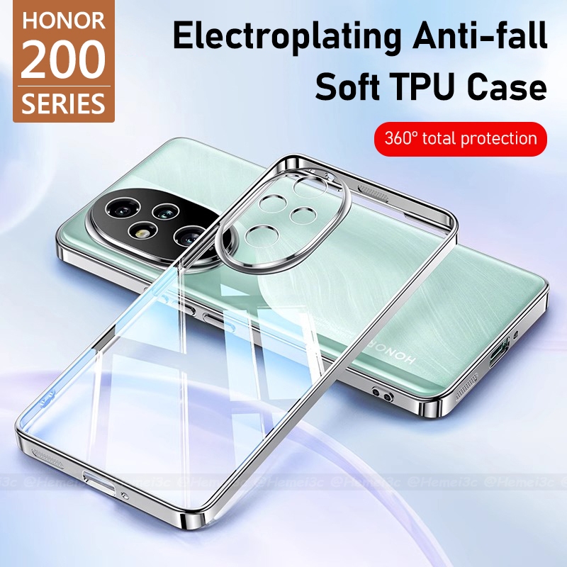 For Honor 200 Pro Casing Transparent Soft TPU Plating Edge Phone Case ...