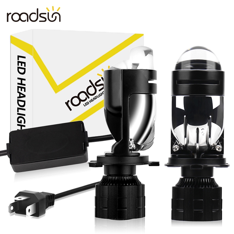 Roadsun 2Pcs Super Bright H4 LED Car Headlight Bulbs 9003 HB2 Projector Lens Hi/Lo Beam Light ...