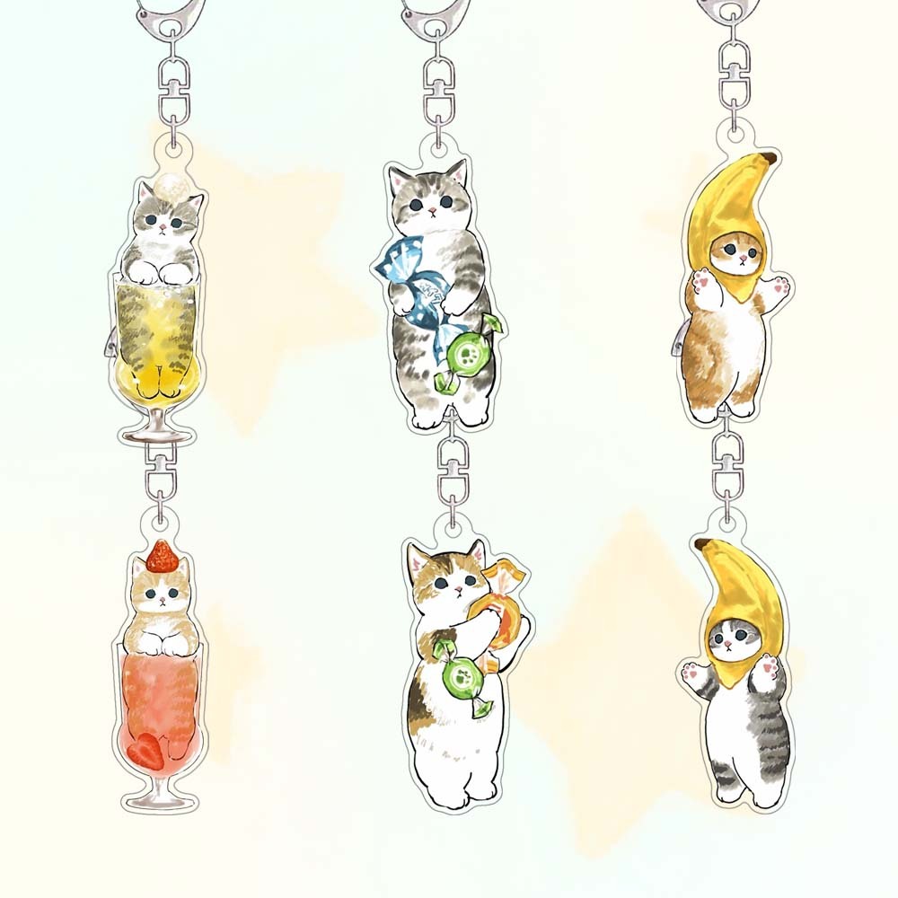 55mm Couple Keychain Mofusand Acrylic Ornaments Carton Animation ...