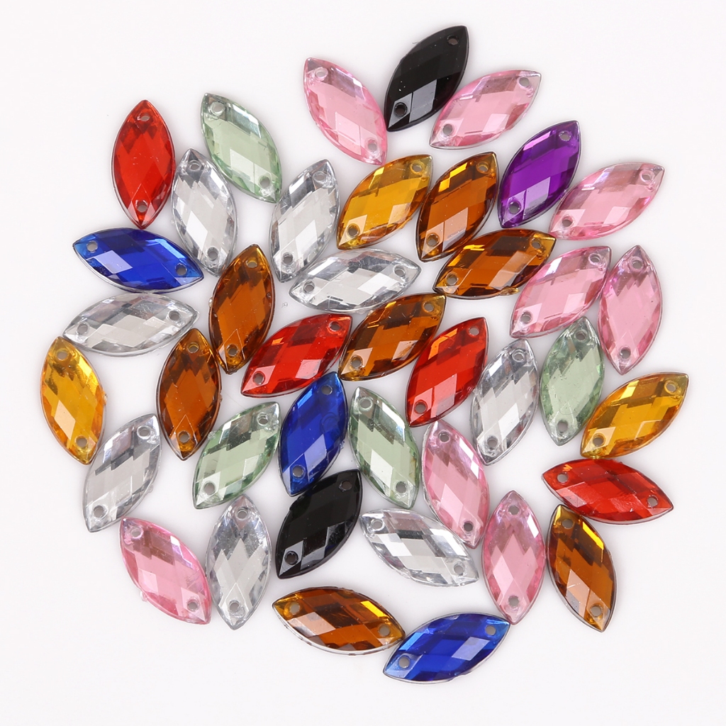 50pcs/Bag 9x18mm Sewing Flatback Rhinestone Horse Eye Acrylic Beads ...
