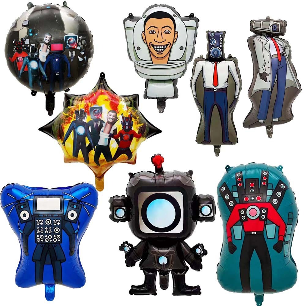 Skibidi Toilet Foil Balloon Terror Theme 6 Styles Cameraman TV Man ...