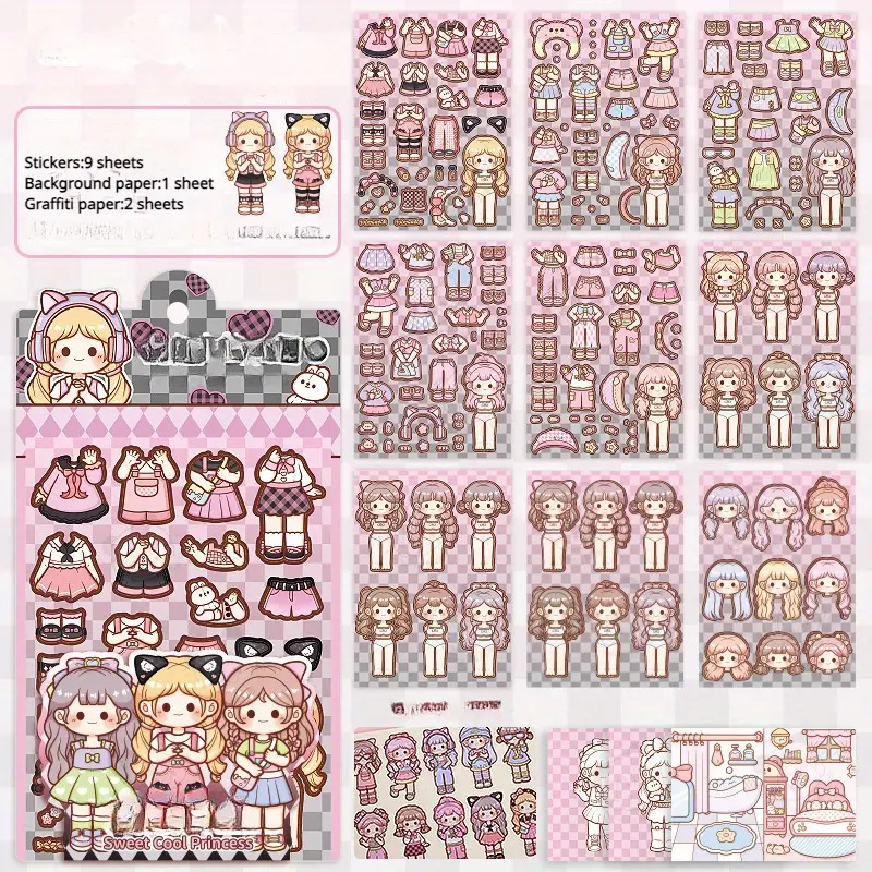 Girls Cute Cartoon Girl Heart DIY Pinching Music Paper Doll House Quiet ...