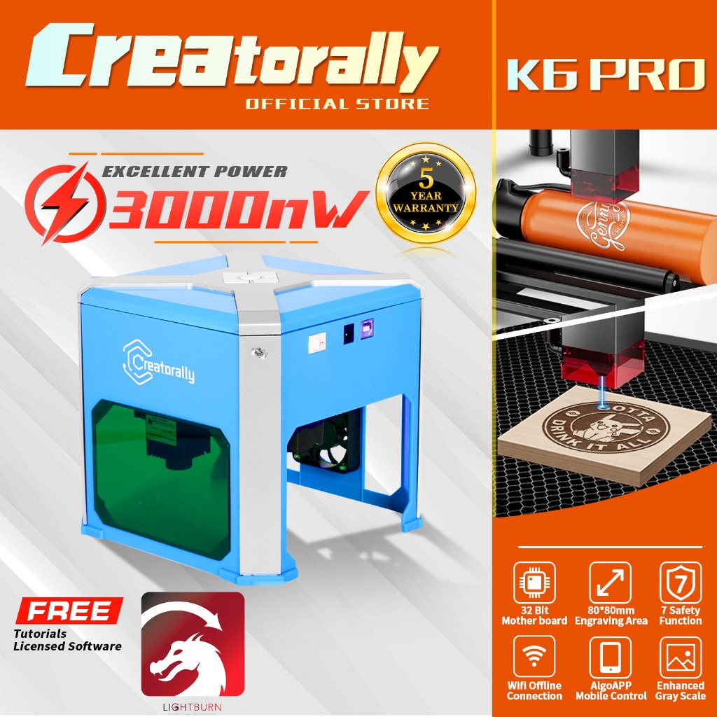 CREATORALLY K6 Pro Laser Engraver CNC 3000mW Machine For Studio DIY ...