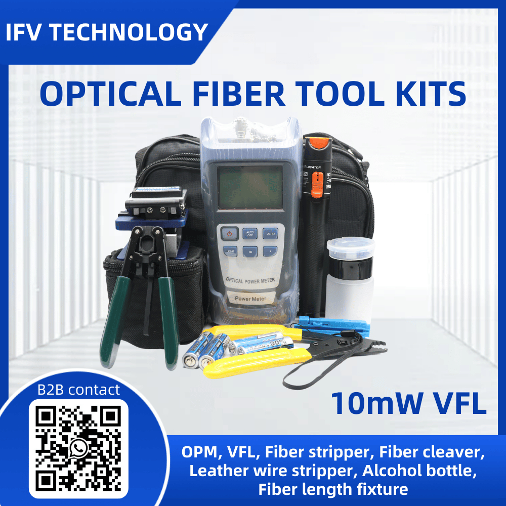 Fiber Cold Connection Kit FTTH Fiber Optic Tool Set with OPM 10/20/30mW VFL Fiber Cleaver ...