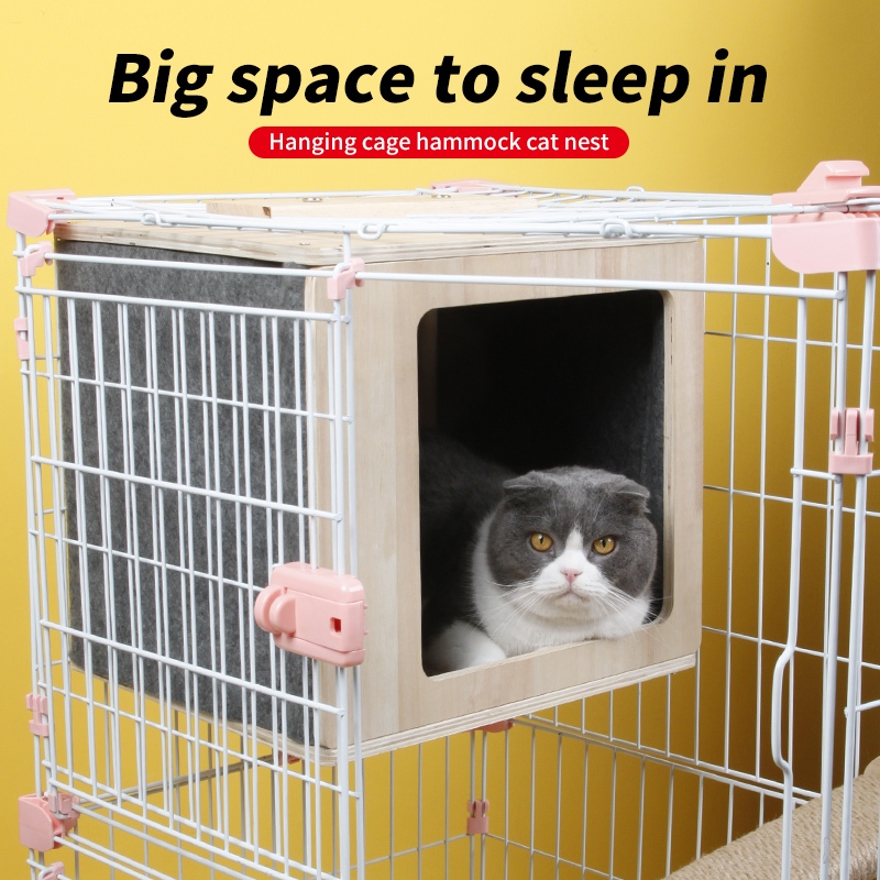 Large Space Solid Wood Hanging Cage Cat Nest Four Seasons Universal Cat ...