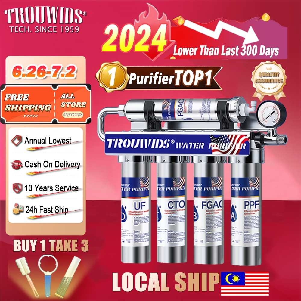 TROUWIDS Water Filter Indoor 304 Stainless Steel Tap Penapis Air ...