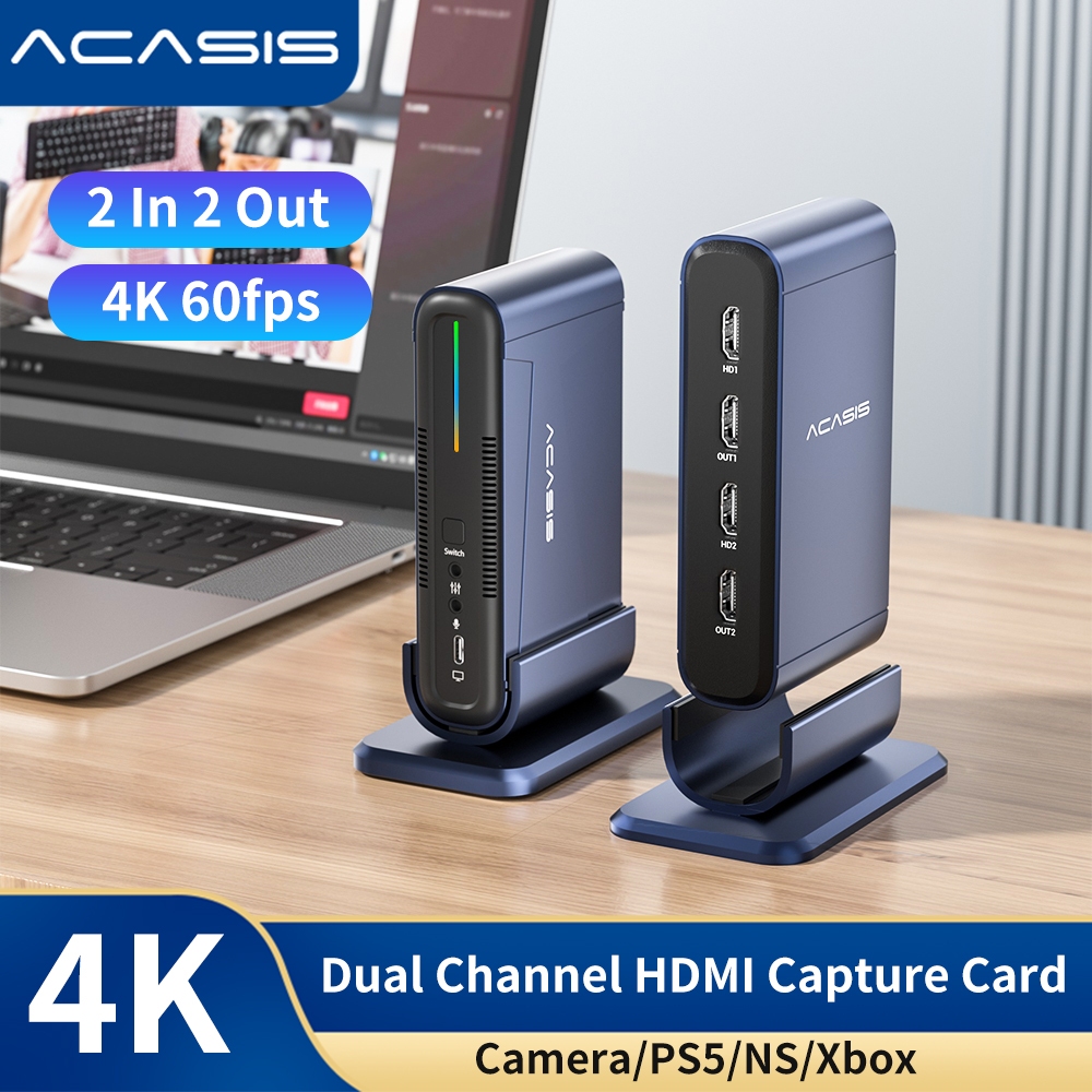 ACASIS Dual Channel Video Capture Card HDMI Switch USB3.0 4K60fps Game ...