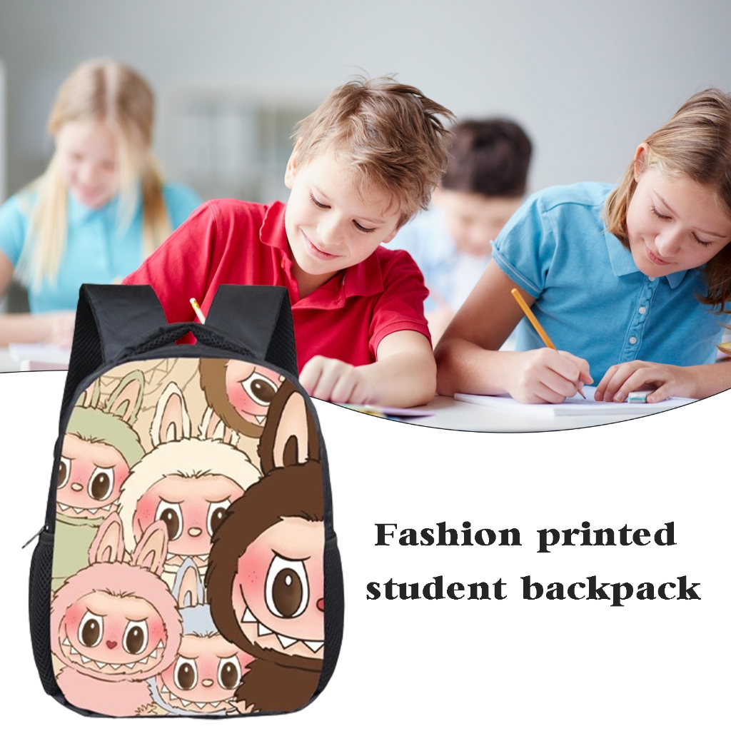 New printed Labubu schoolbag, cartoon rabbit doll student backpack ...