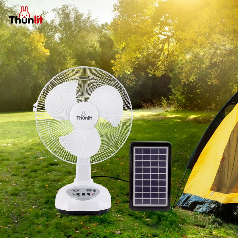Thunlit Solar Table Fan Set with Bulb and Solar Panel Outdoor ...