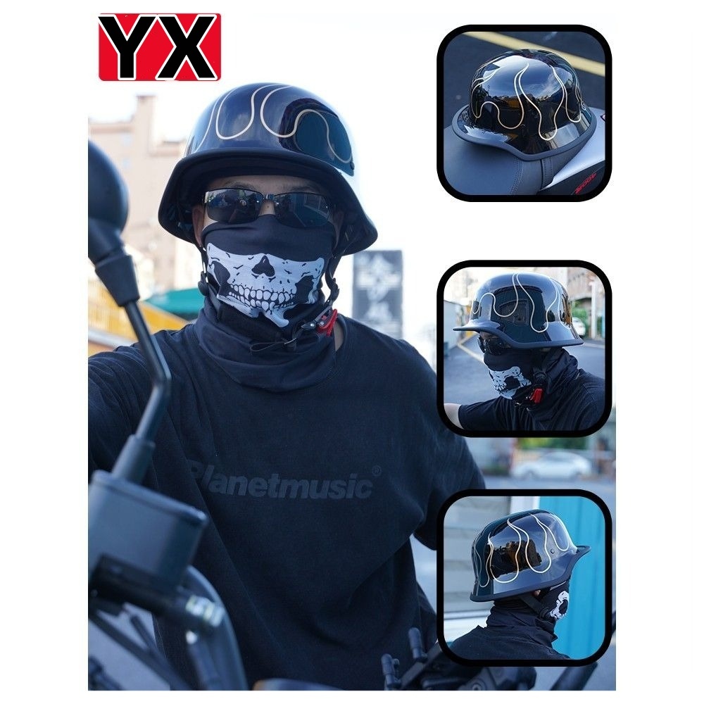 【YX】COD ⚡Retro Harley Helmet⚡ Half Helmet Summer Lightweight German ...